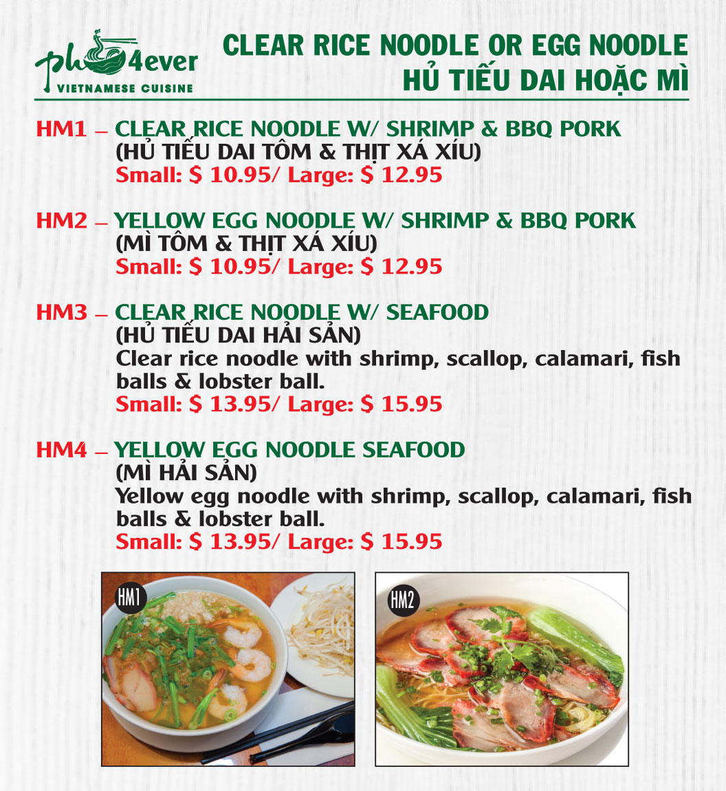 Our Menu | Pho4ever - Vietnamese Cuisine