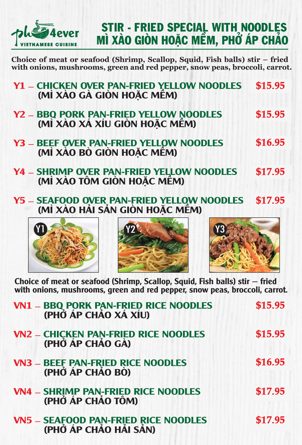Our Menu | Pho4ever - Vietnamese Cuisine