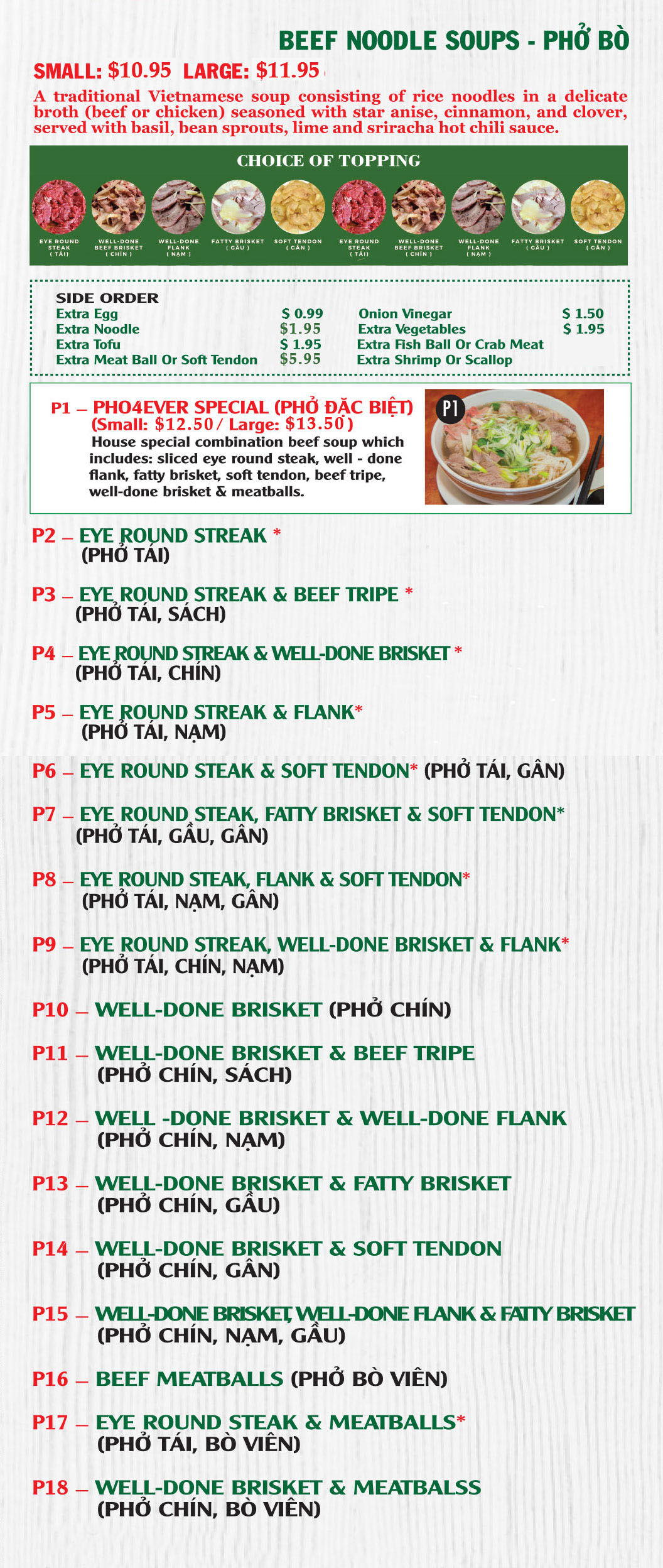 Our Menu | Pho4ever - Vietnamese Cuisine